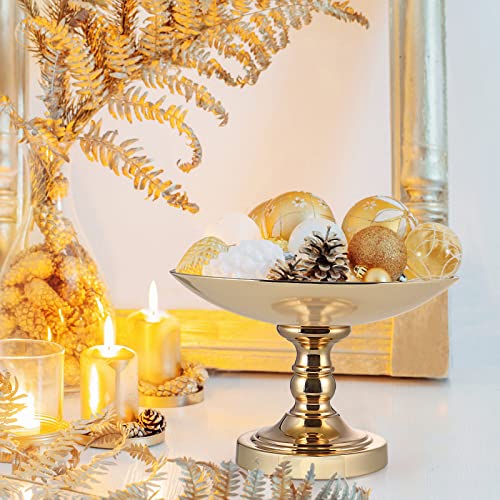 MDLUU Centerpiece Holder Bowl, Decorative Footed Bowl, Pedestal Fruit Tray for Dining Room Table, Coffee Table, Living Room Decor, 11.8''Dia.×8''H (Gold)