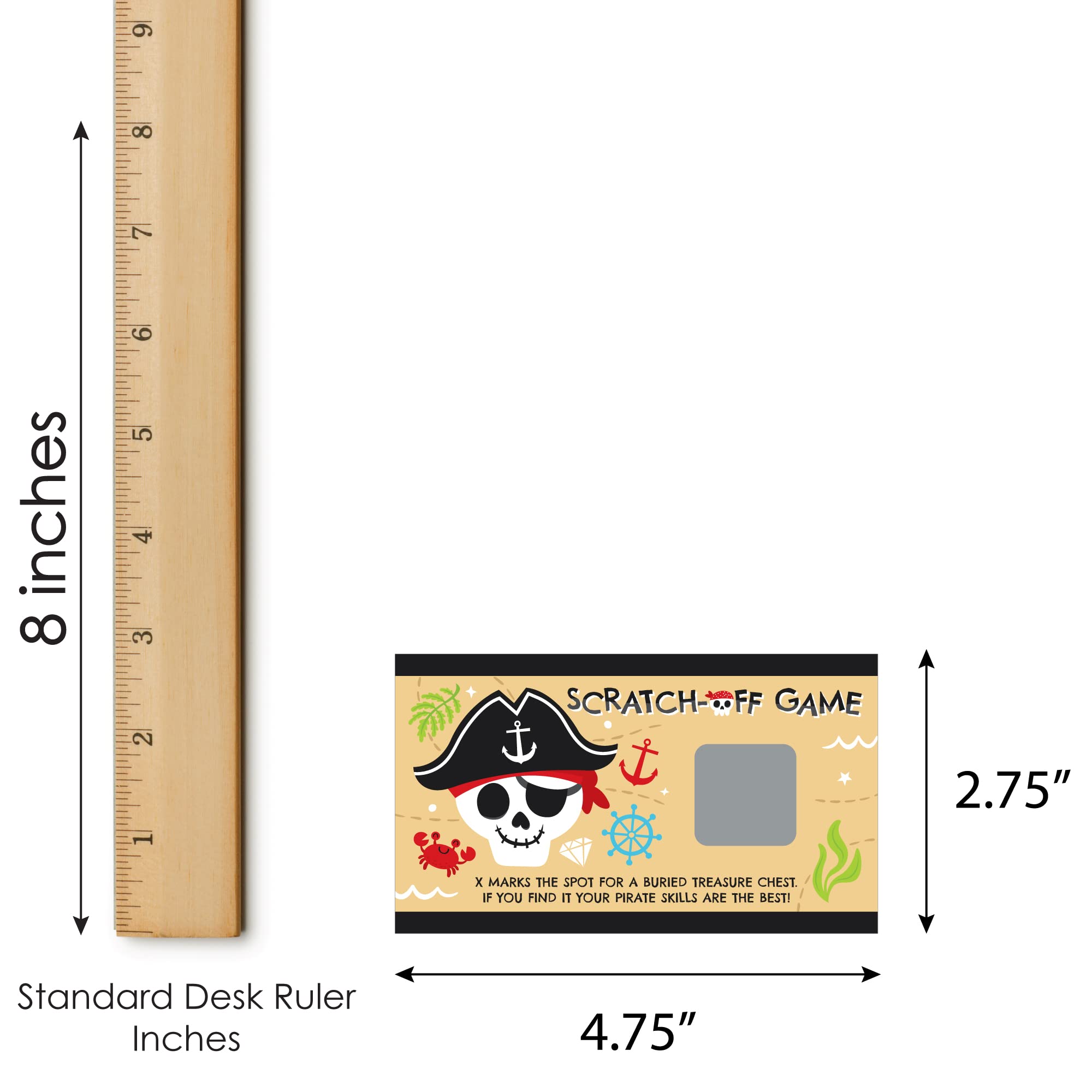 Big Dot of Happiness Pirate Ship Adventures - Skull Birthday Party Game Scratch Off Cards - 22 Count