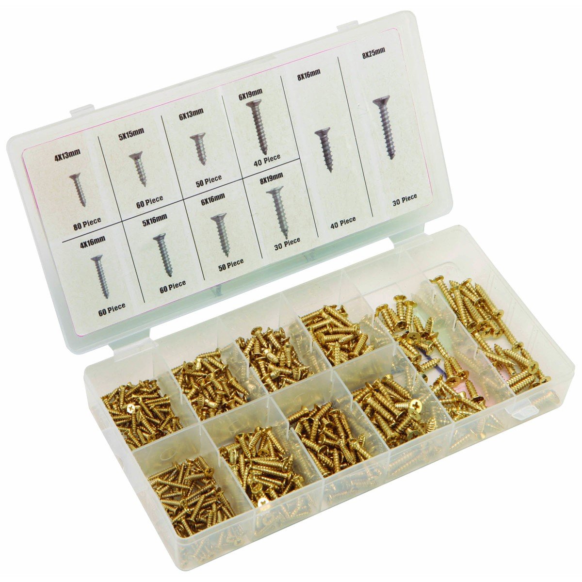Storehouse 67678 500 Piece Brass Plated Wood Screw Assortment