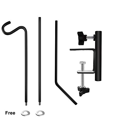 ERYTLLY Heavy Duty Deck Hook, Extensible and Adjustable Deck Hook with 2" Non Slip Horizontal Clamp for Hanging Bird Feeder, Plants, Suet Baskets,Wind Chimes,Lanterns and More
