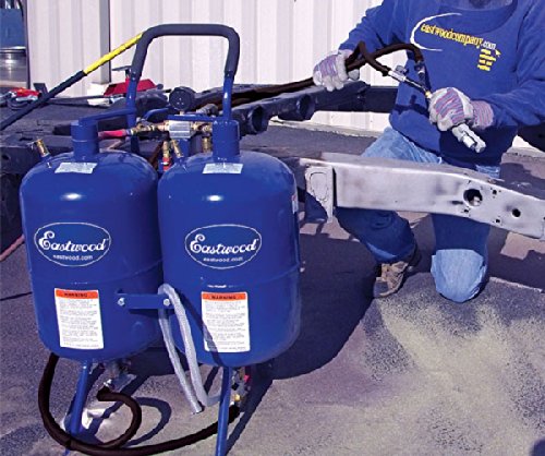 Eastwood Master Dual Abrasive Soda Blaster 10 CFM 120 Psi On The Fly Control 100 lbs Capacity Coated Tank Frame Paint Removal