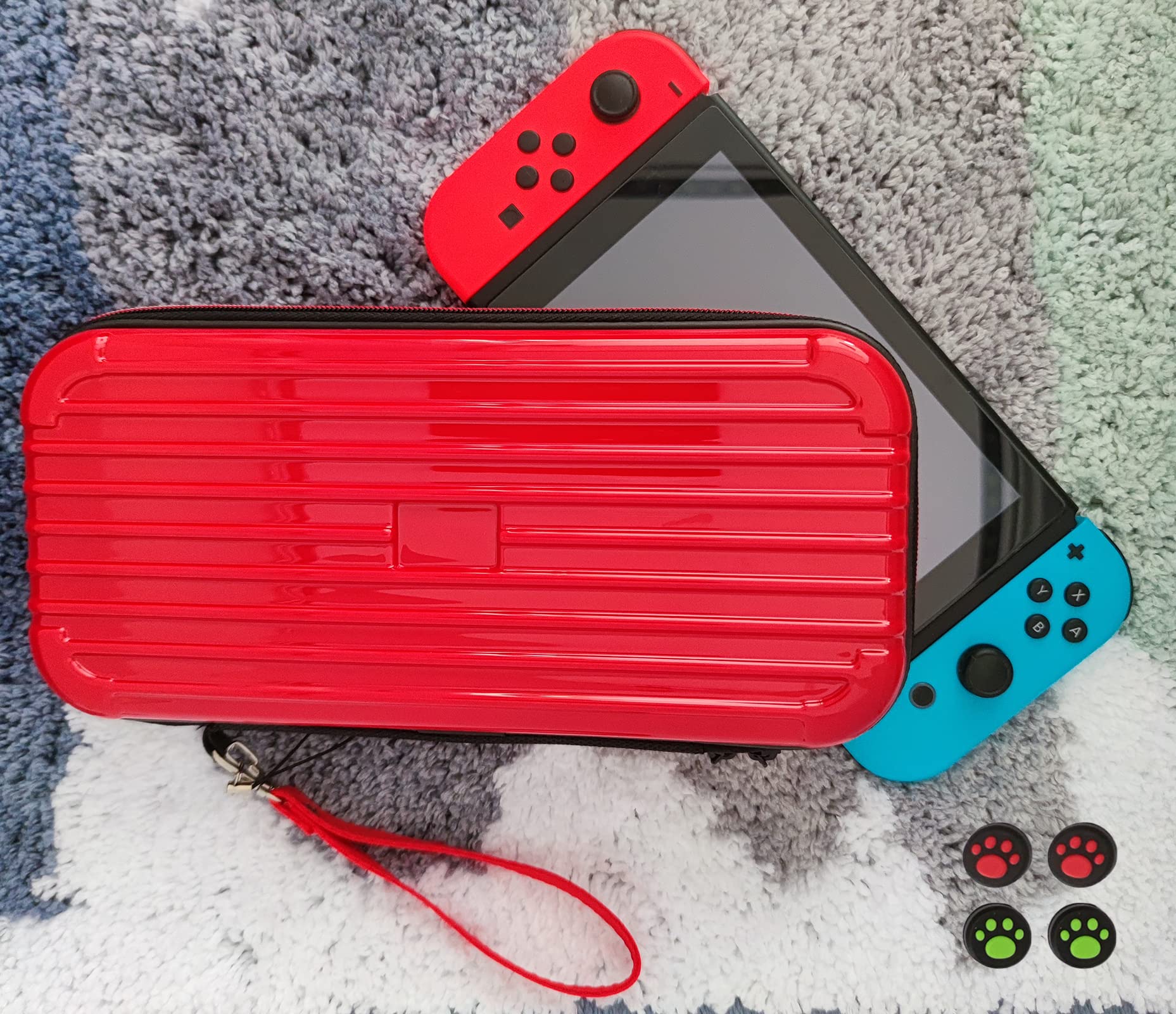 Carrying Case for Nintendo Switch OLED / Lite, Covered with ABS Hard Shell,Shockproof and Wear-Resistant,with 8 Game Cards Slots,Compatible for Nintendo Switch Accessories Older Models,Red