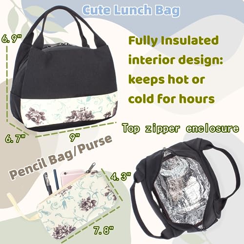 Leaper Floral Canvas Backpack Laptop Bag Daypack bag Lunch Bag Purse 3 in 1 Pink