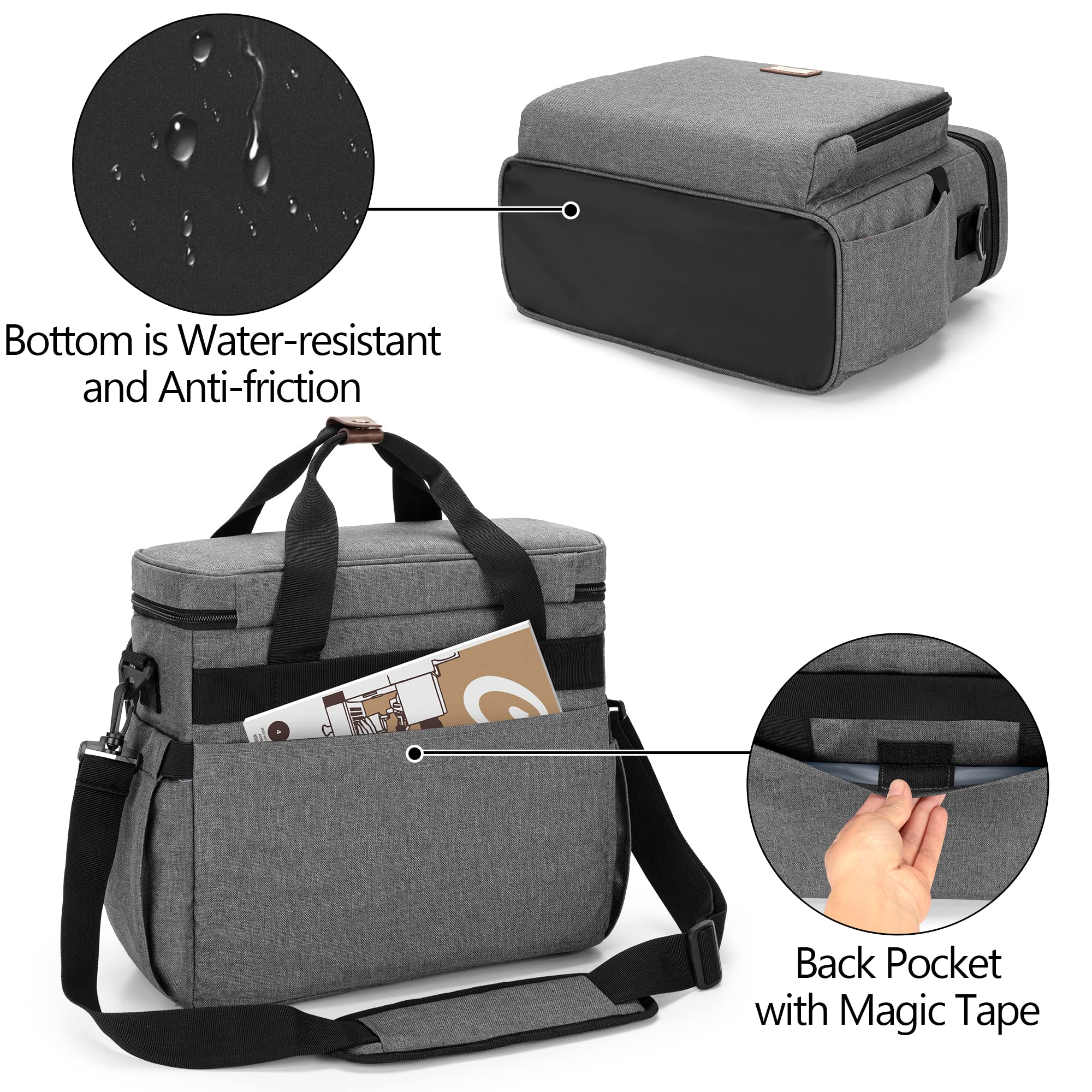 CURMIO Coffee Maker Travel Bag Compatible with Keurig K-Mini or K-Mini Plus, Single Serve Coffee Brewer Carrying Case with Multiple Pockets for K-Cup Pods, Travel Mugs, Gray (Bag Only, Patent Design)