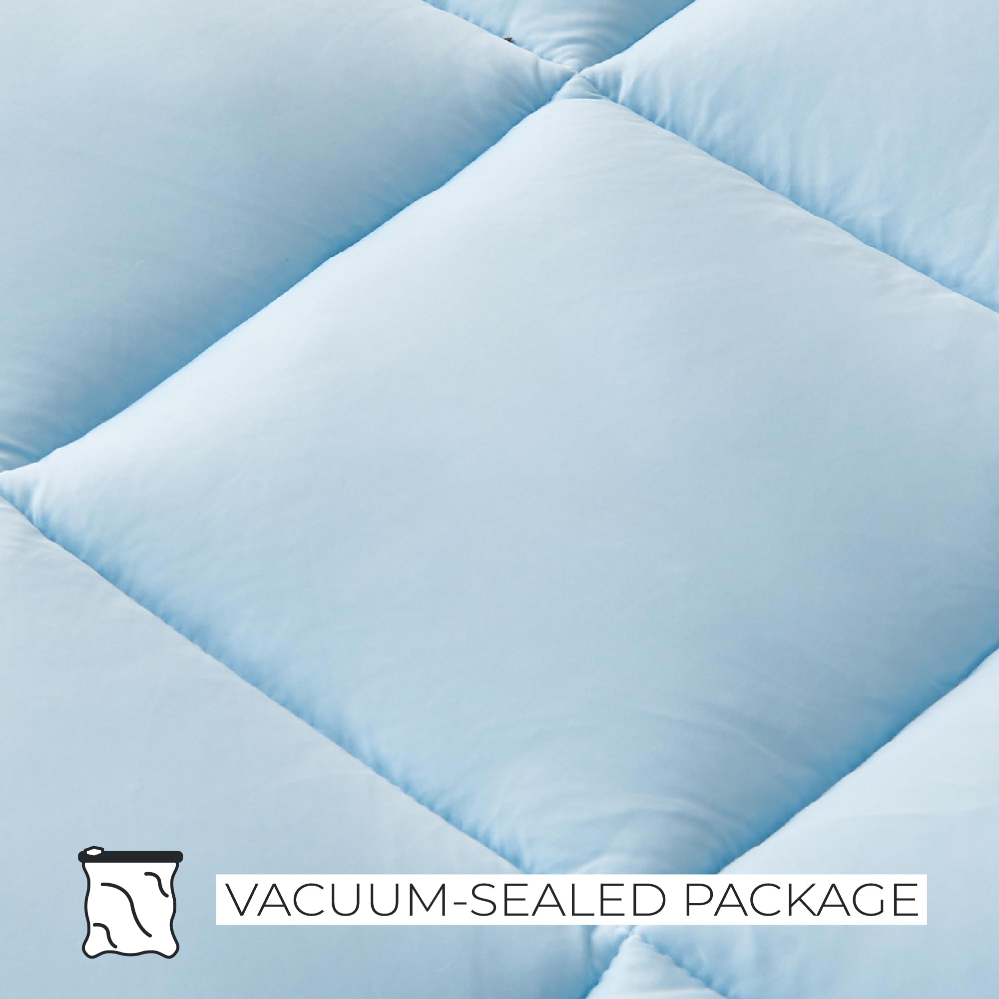 Great Bay Home Queen Cooling Mattress Topper. Thick, Elastic Corner Mattress Pad. Ultra-Soft Cooling Pillowtop Mattress Cover & Protector. Fits Mattresses up to 18β (Queen, Light Blue)