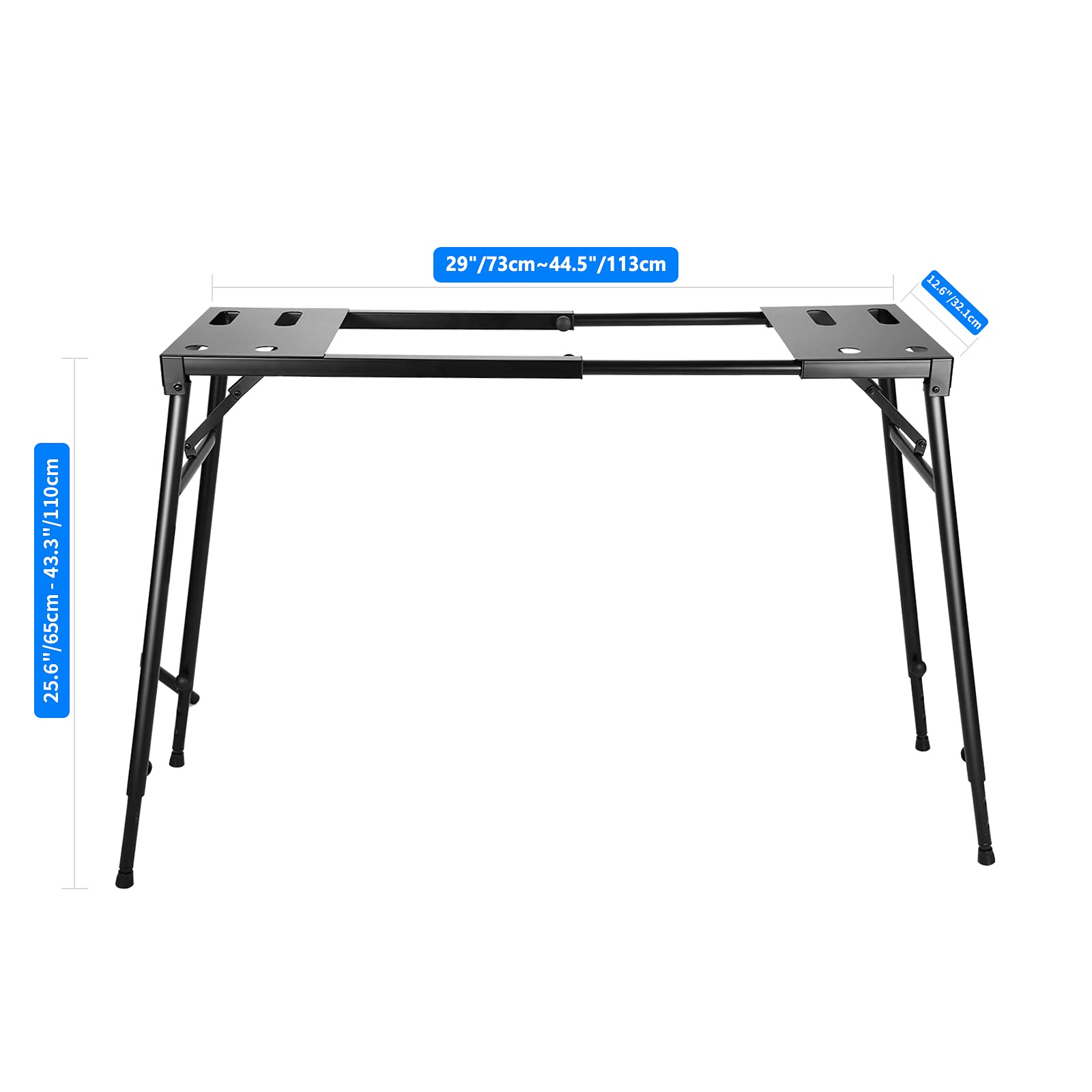 Neewer Collapsible Piano Keyboard Stand for 61-key / 76-key / 88-key Keyboard with Adjustable Height from 25.6"to 43.3"/65cm to 110cm and Length from 29"to 51.2"/73cm to 113cm, Black