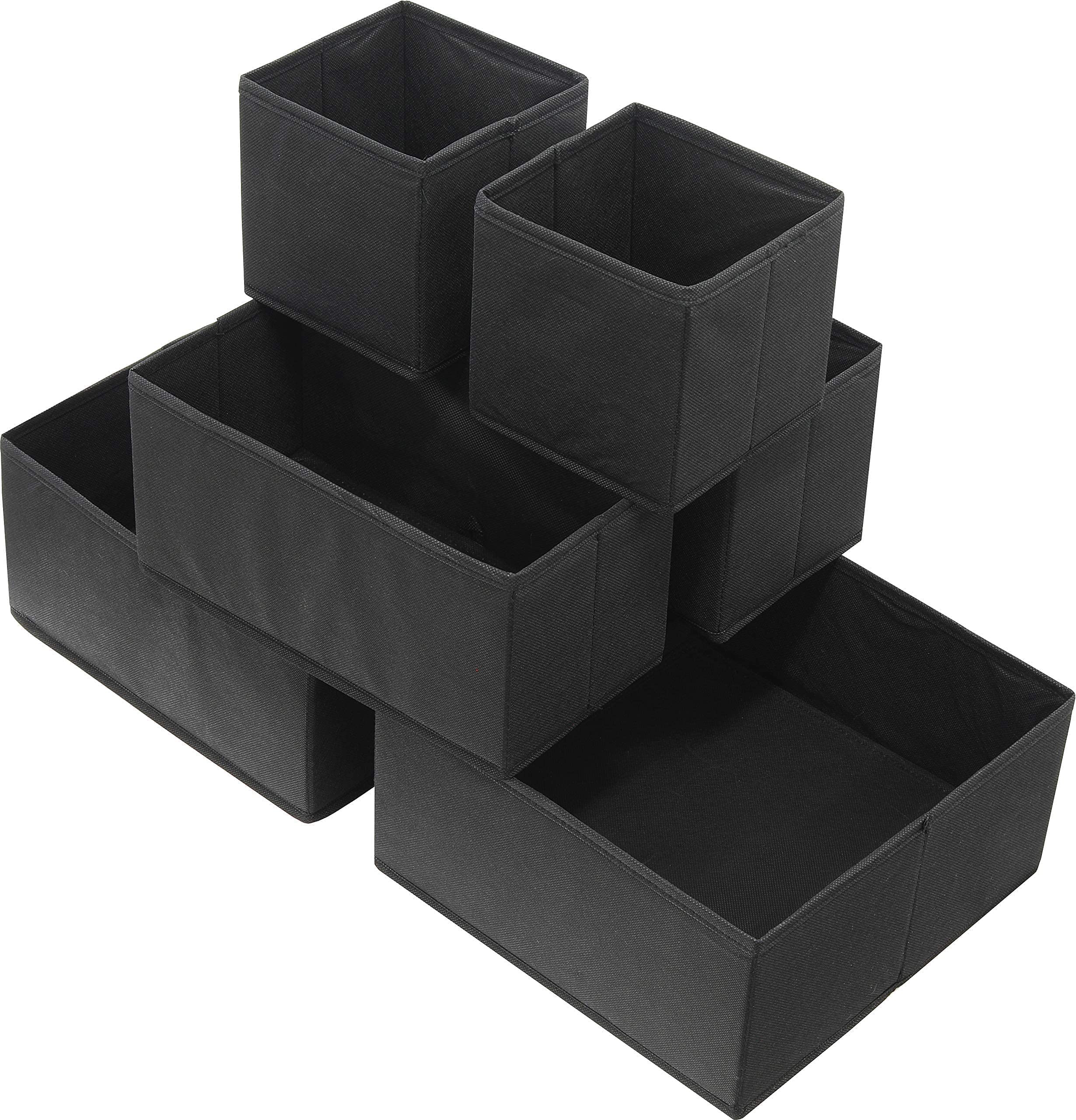 Simple Houseware 6 Set Cloth Storage Drawer Divider + 24 Cell Socks Drawer Divider, Black