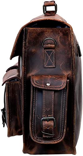 Leather 16 Inch Laptop Messenger Bag Vintage Briefcase Satchel for Men and Women
