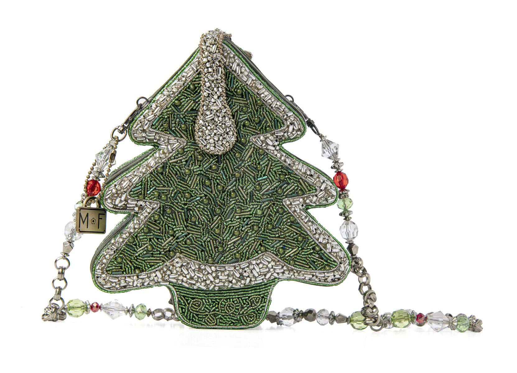 Mary Frances Holiday in Bloom Embellished Holiday Tree Handbag, Green