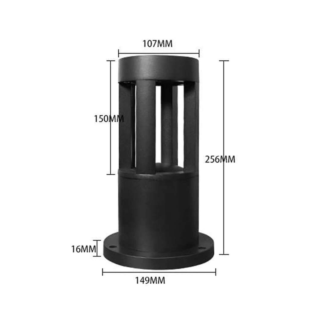 SPNEC Column Head Lamp, Lawn Lamp Outdoor Waterproof Garden Lamp Home Outdoor, Black, Aluminum