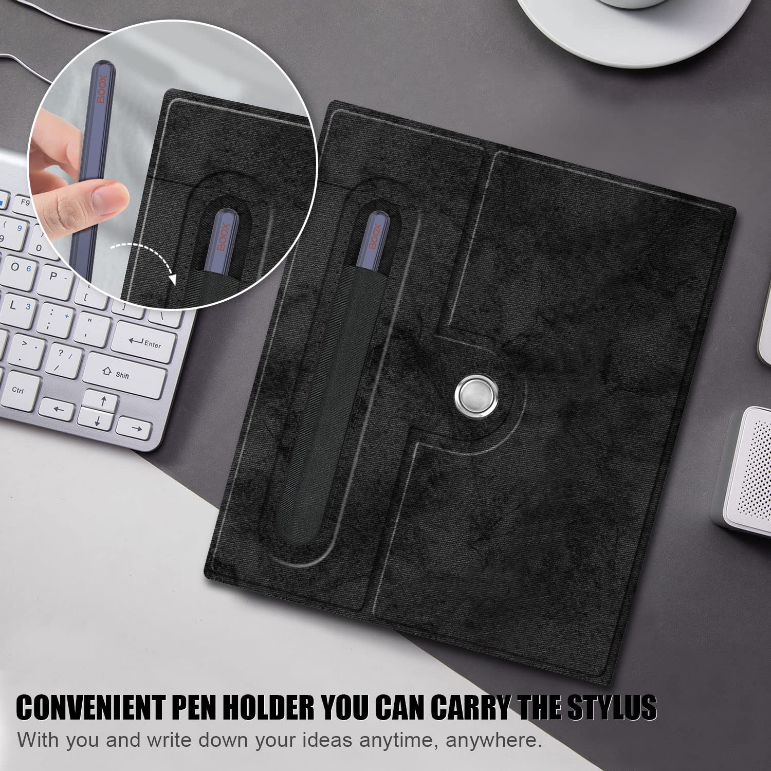 DINGGUAGUA Folio Case Compatible with BOOX Note Air 2/BOOX Note Air 2 Plus Paper Tablet 10.3 Inch,Multi-Angle Foldable Stand Cover,Black