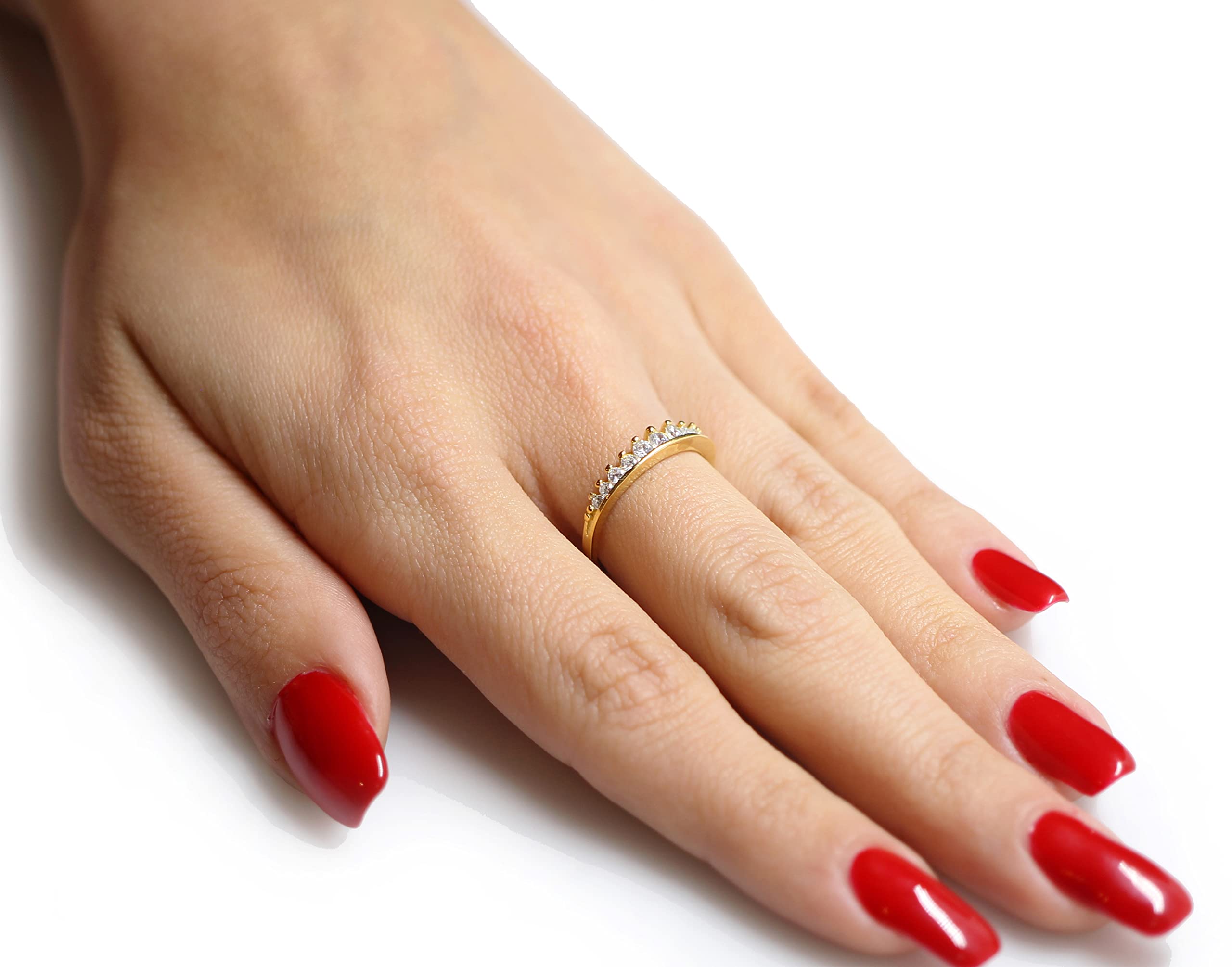 CloseoutWarehouse Cubic Zirconia Journey Tiara Ring Yellow Gold-Tone Plated Sterling Silver Size 15
