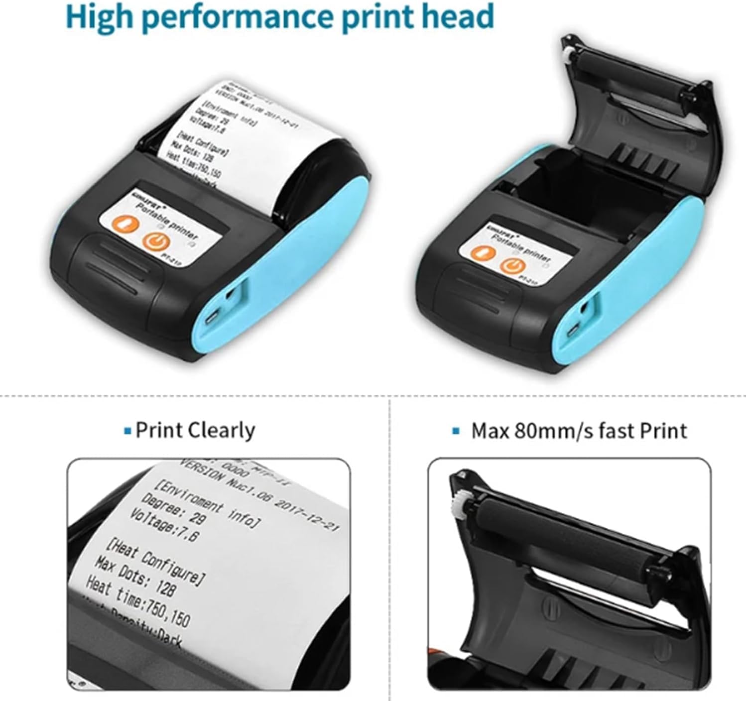 GZGYNADAST 58mm Bluetooth Receipt Thermal Printer, Bill Wireless Portable iOS Android Mini Pocket pos Printer,2 inch Ticket Bill Invoice Printing Machine for Small Business(Orange Color)