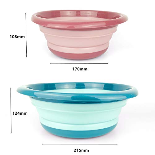 CARTINTS Collapsible Wash Basin Camping Foldable Dish Tub for Kitchen, Camping, RV, Space Saving, Easy to Store, 2Pack