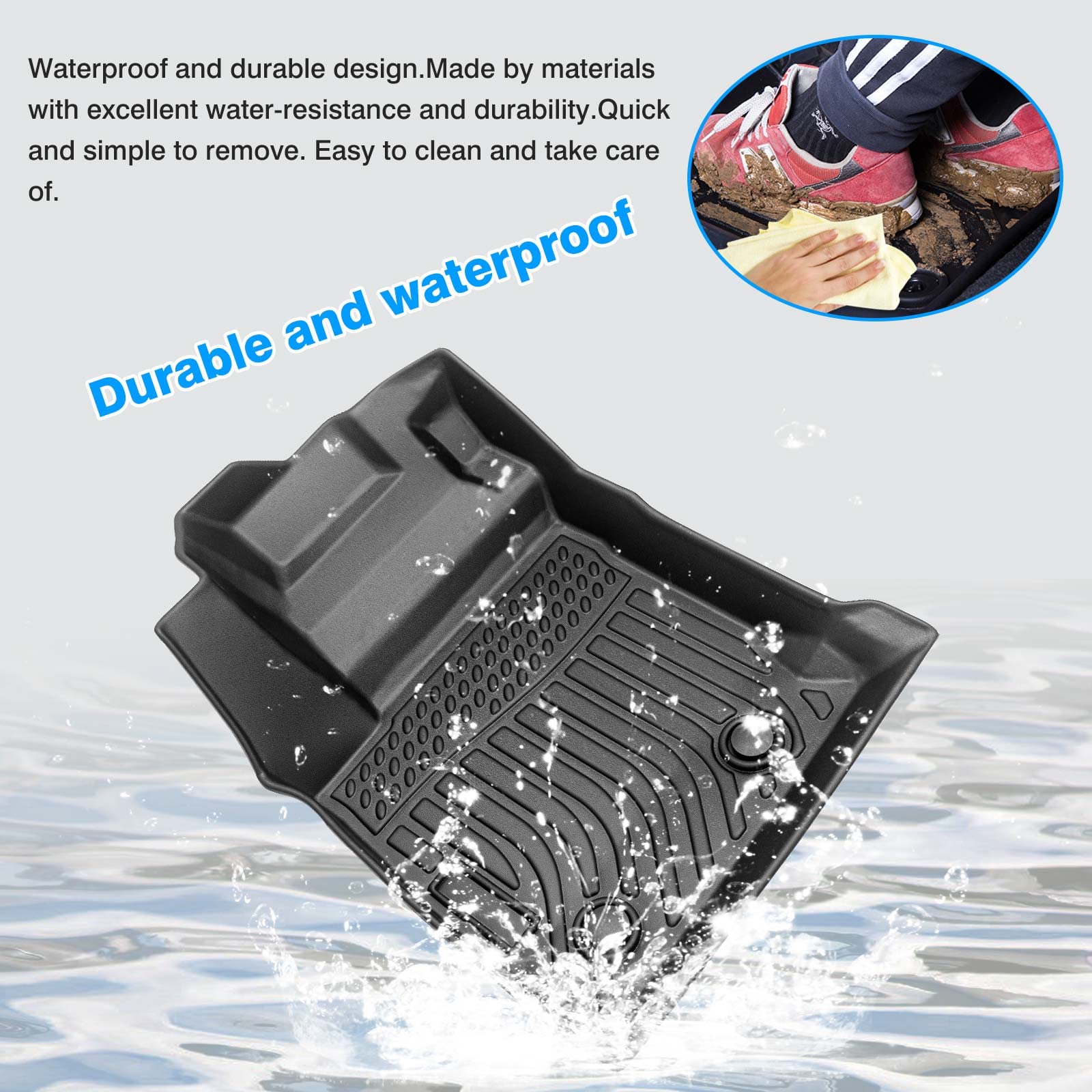 Cartist Floor Mats Compatible with Ford Fiesta 2011 2012 2013 (Only for Automatic Transmission) All Weather Floor Liners 1st and 2nd Row 5D Carpet Protection TPE Odorless
