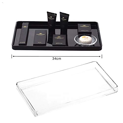Rectangle Durable Acrylic Collection Serving Trays & Platter for Kitch, Beverage, Drink, Food or Bathroom (Clear 34x22x2.5cm)
