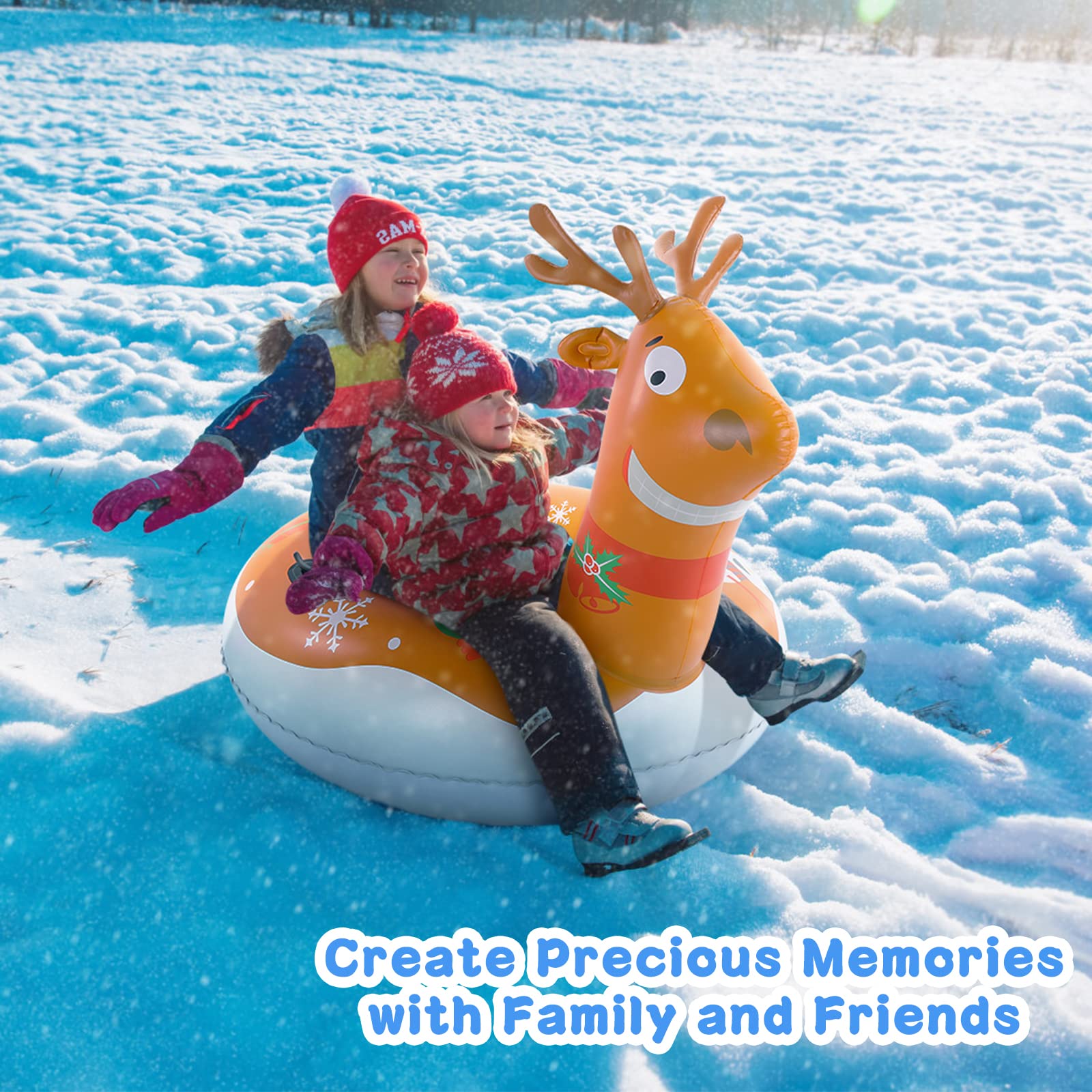 Brace Master Snow Tube - 51 Inch Inflatable Heavy Duty Snow Sled Tube (Reindeer)