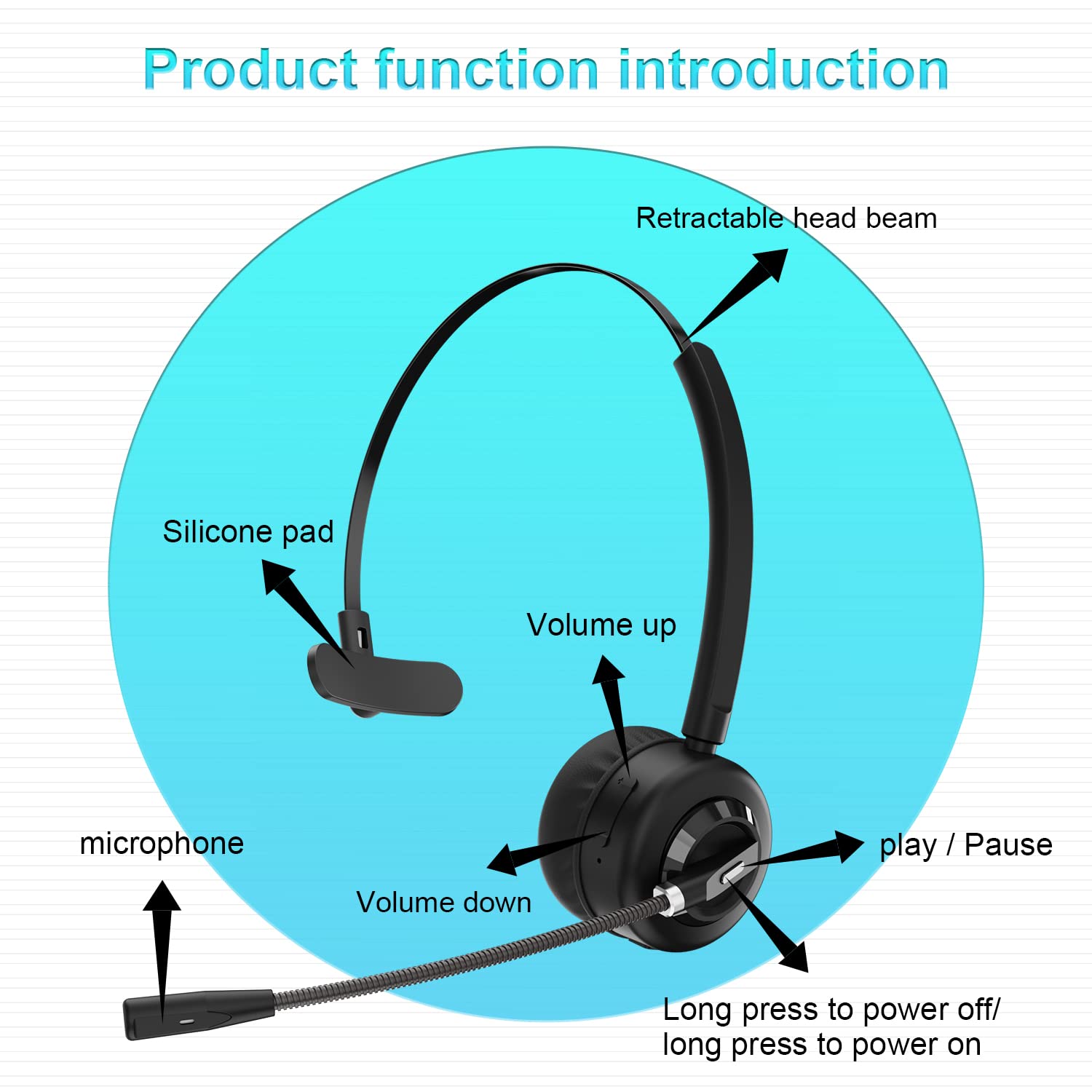 Computer Headset On-Ear Wireless Headphones with AI Noise Cancelling Microphone, Charging Base for PC Laptop - A8 Black