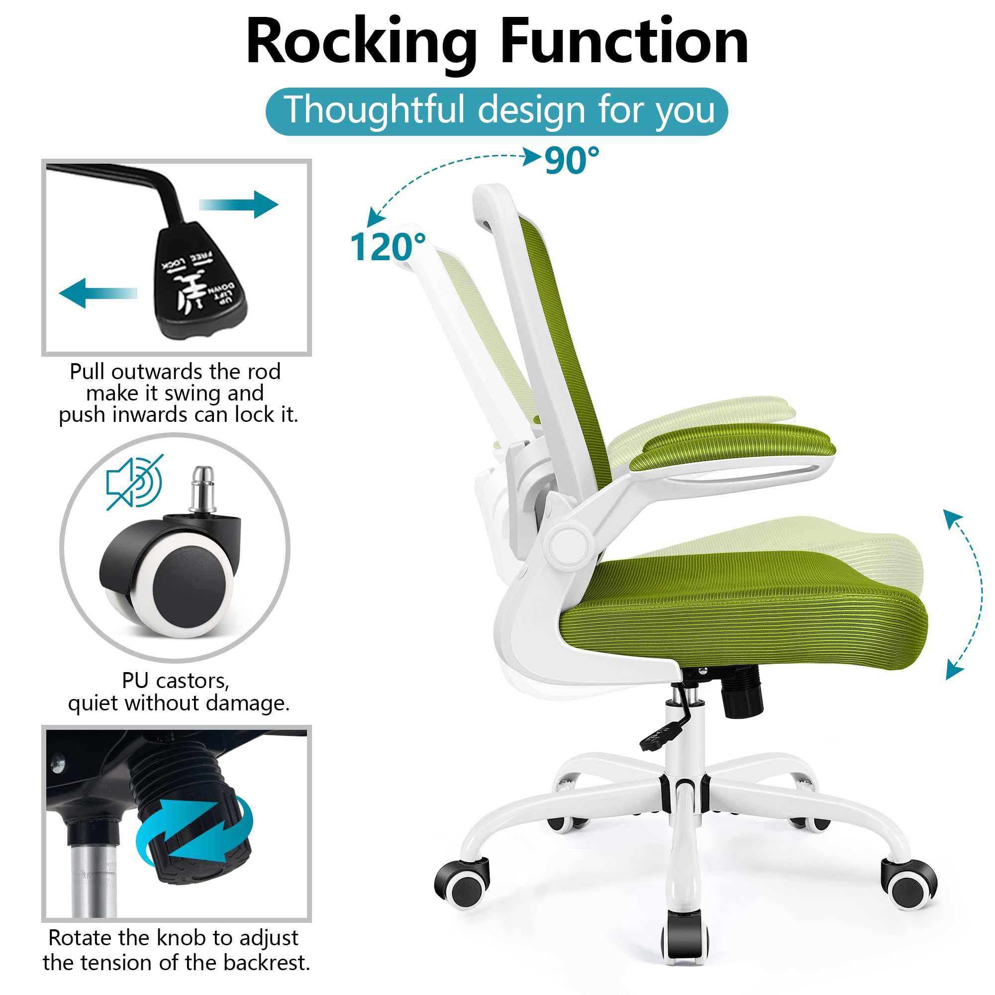 FelixKing Office Chair, Ergonomic Desk Chair Breathable Mesh Chair with Adjustable High Back Lumbar Support Flip-up Armrests, Executive Rolling Swivel Comfy Task Computer Chair for Home Office