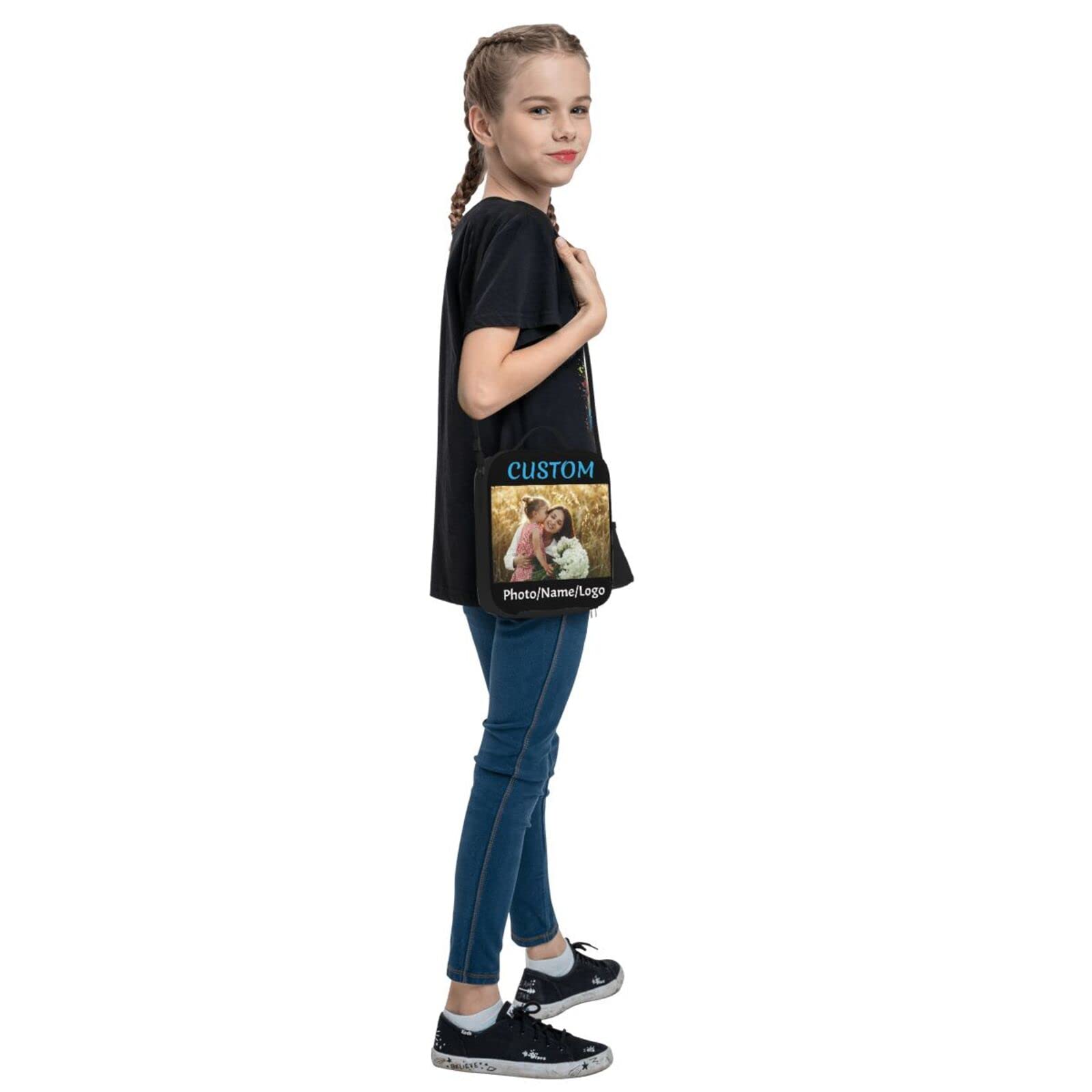 Customizable Upgrade Lunch Tote Box Personalized Your Name or Picture Insulated Cooler Lunch Bag custom Reusable Picnic Bag Tote with Adjustable Shoulder Strap and 3-Deck Protection