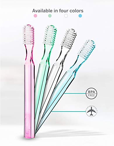Supersmile New Generation Toothbrush w/ Patented 45° Soft Nylon Bristles - Whitening Tooth Brush w/ Ergonomic Handle Guarantees ADA Recommended Brushing Angle for Adults & Children (Pink)