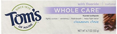 Tom's of Maine Natural Whole Care Toothpaste with Fluoride, Cinnamon Clove, 3 Count
