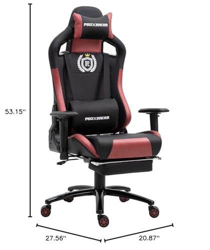 walsport Reclining Gaming Chair with Footrest High Back Computer Chair Back Support Office Chair Ergonomic Video Game Chairs for Teens Gtracing Gaming Chair (Black-Red)