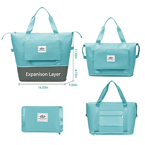 Large Capacity Travel Duffel Tote Bag with Dry Wet Separation Pocket, Waterproof Shoulder Weekender Bag for Women and Men，Foldable and Expandable Bag Lightweight and Easy Carry on