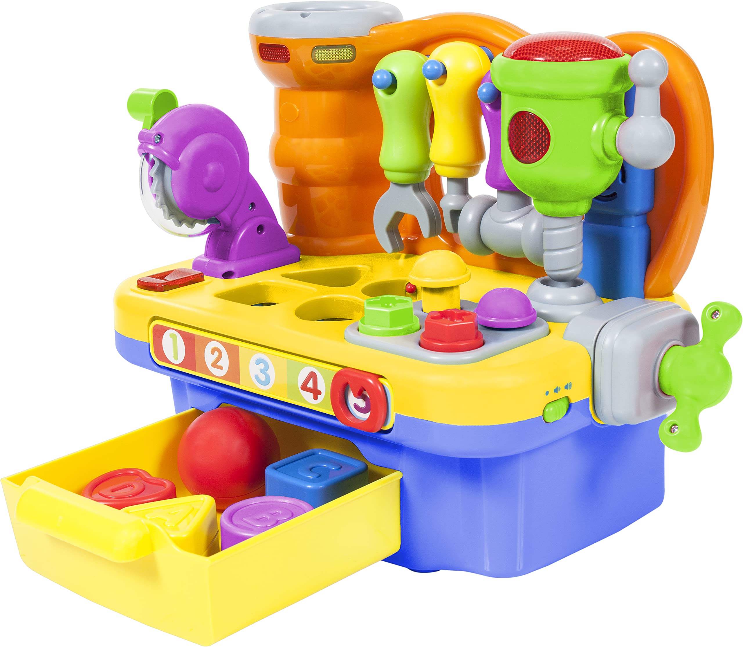 CifToys Musical Learning Workbench Toy for Kids Construction Work Bench Building Tools with Sound Effects & Lights Engineering Pretend Play Colorful