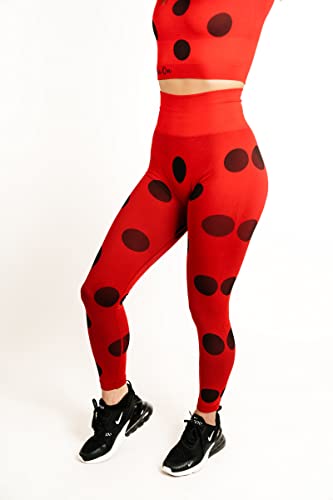 Miraculous Ladybug Womens Leggings Active Cosplay - Seamless for Gym Workout, Exercise, Yoga, Running by MAXXIM Red Small