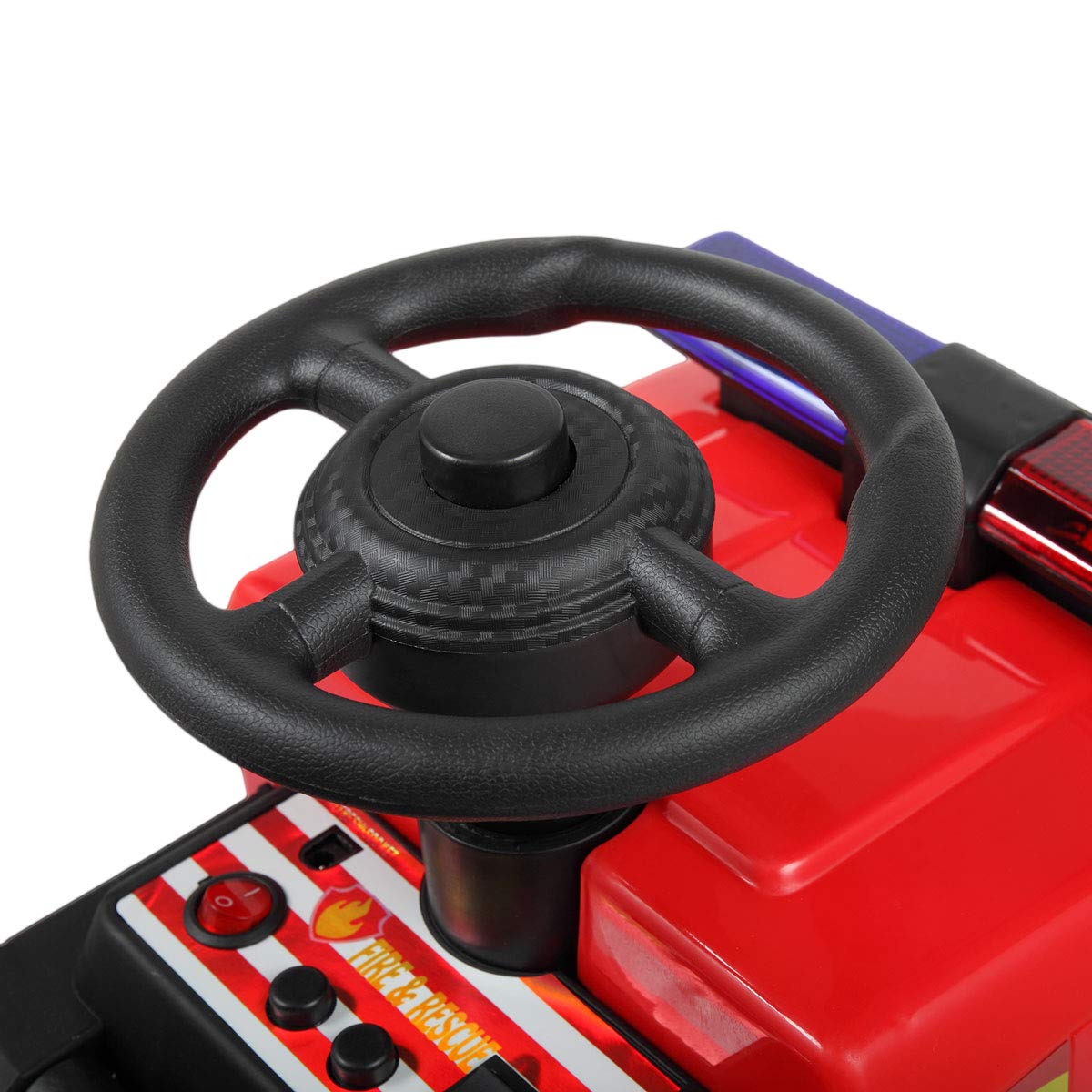 TOBBI 6 Volt Rechargeable Battery Powered Ride On Electric Fire Truck Vehicle with Working Lights and Siren for Ages 3 Years & Up
