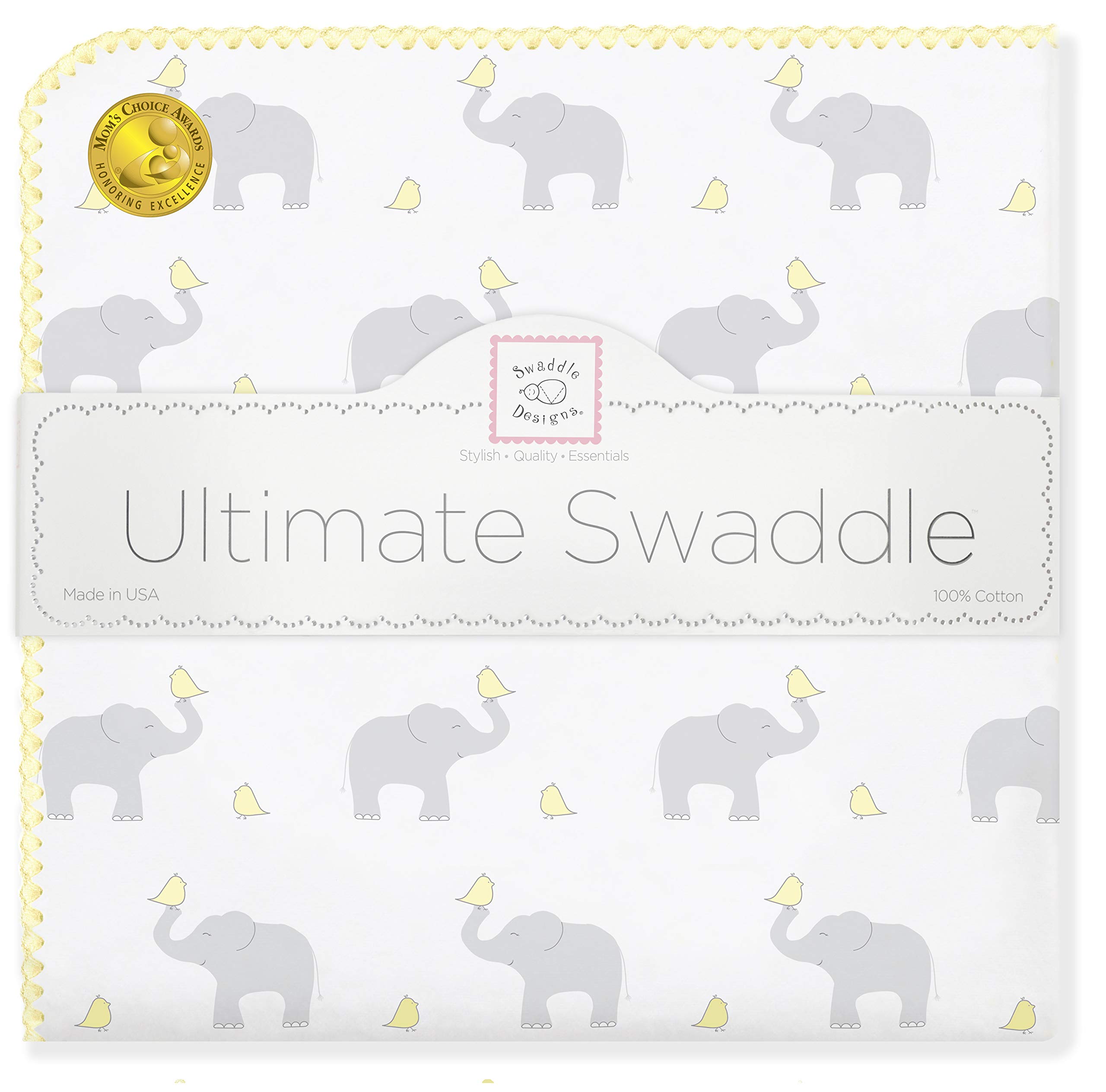 SwaddleDesigns Large Receiving Blanket, Ultimate Swaddle for Baby Boys, Girls, Softest US Cotton Flannel, Best Shower Gift, Made in USA, Pastel Blue Paisley (Mom's Choice Award Winner)