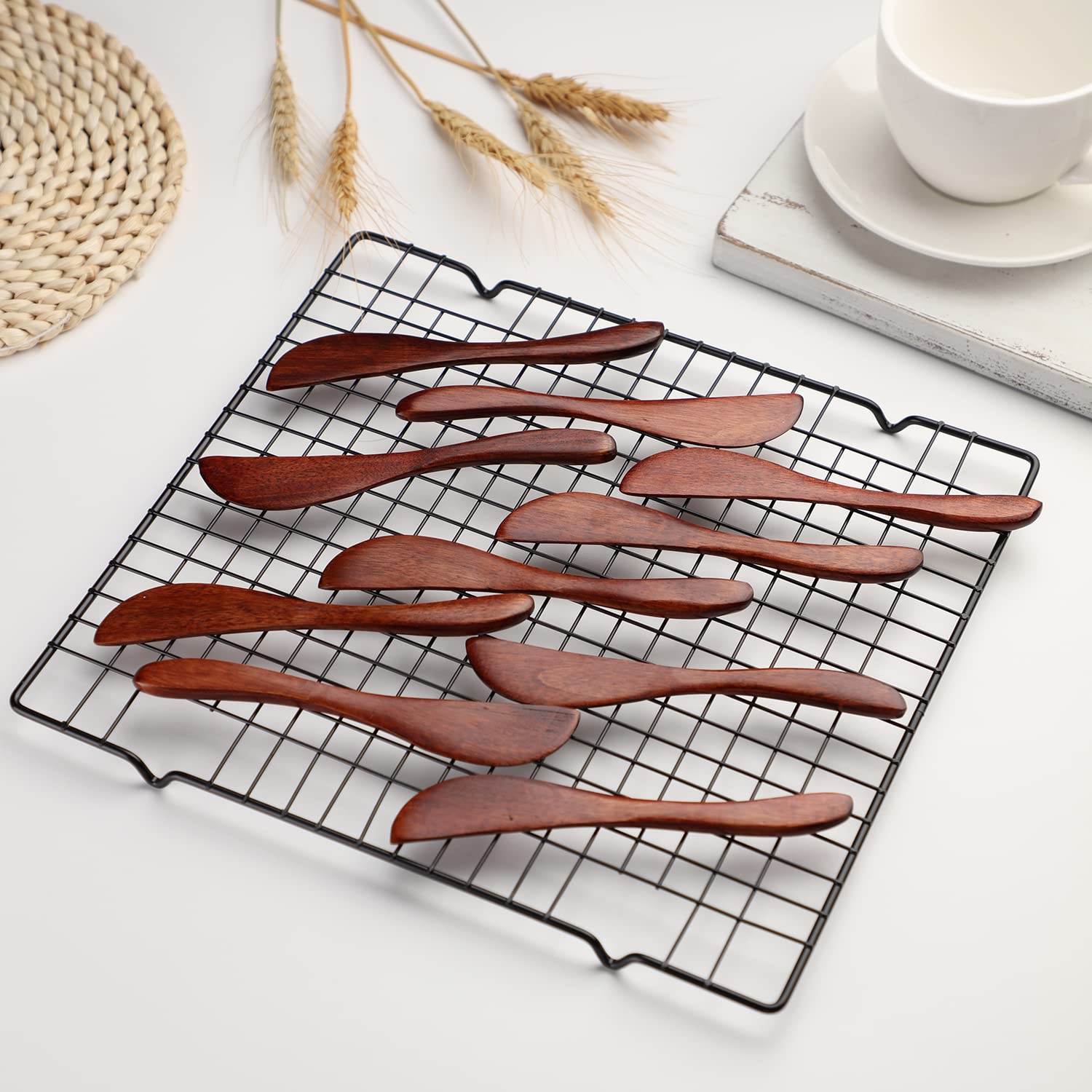 CHWAIKA Butter Knife Spreader Wooden Butter Spreader Knife Set of 10 Butter Knife for Peanut Jam Cheese (BK-01)