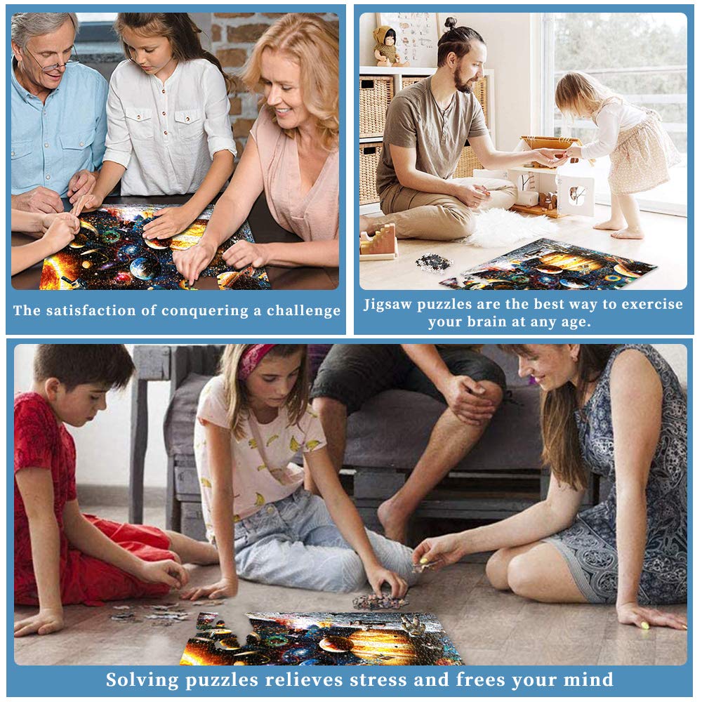 SiTimmGer Puzzles for Adults 500 Pieces Jigsaw Puzzles Space Traveler Solar System Puzzle for Family Challenging Hard Puzzle Summer Games 14.5" x 20”