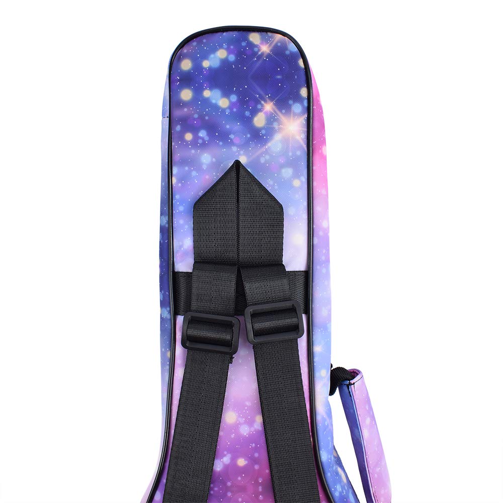 CLOUDMUSIC Ukulele Case Gig Bag Padded Backpack For Concert 23" Inch(Concert,Pink Purple Starry Night)