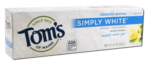 Tom's of Maine Natural Simply White Fluoride Toothpaste, Sweet Mint, 4.7 oz.
