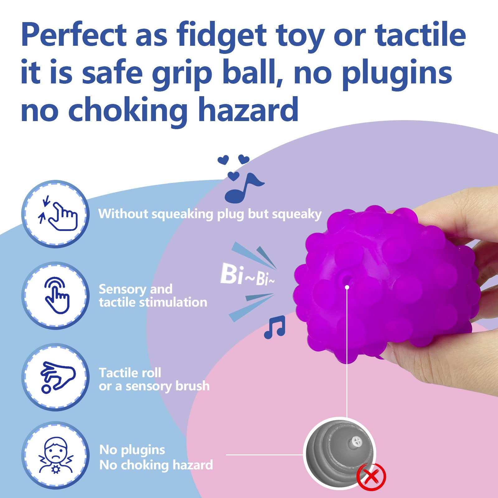 ROHSCE Baby Textured Multi Ball Set, 6pcs Colorful & Bright Child Touch Hand Ball Toy Infant Sensory Balls Massage Soft Ball, 6-12 Months Baby Learning Grasping Soft Sensory Toys for Kids Gift