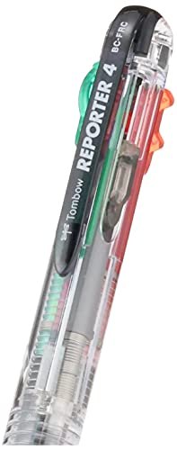 Tombow 4 Colors Ballpoint Pen, Reporter 4, Black, Red, Blue, Green, Transparent Body (BC-FRC20)