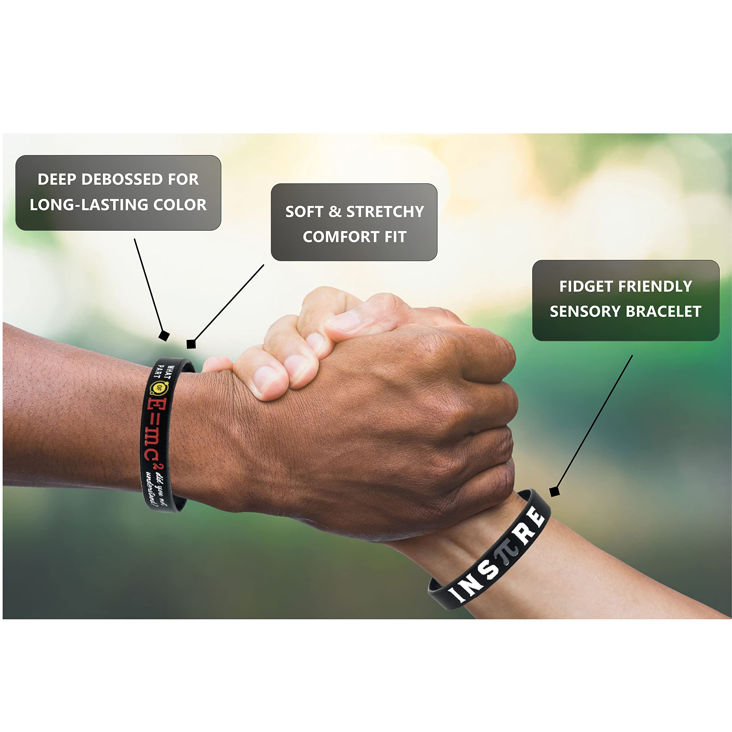 Giftphoria Assorted Math Bracelets (12pcs) - Math Gifts in Bulk for Students and Teachers - Educational Party Favors, Classroom Prizes and Awards for Math Graduates, Mathletes and Math Lovers