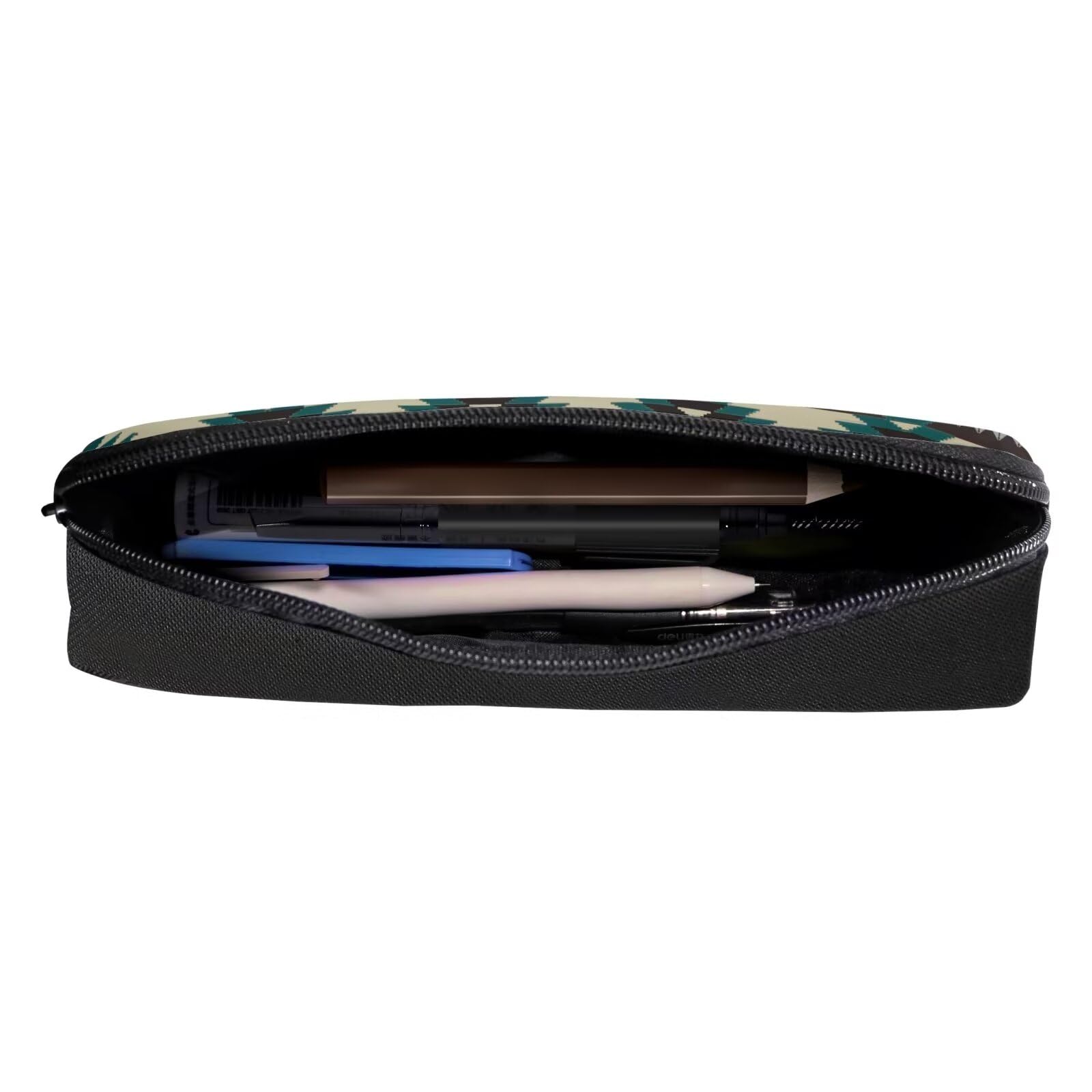 GIFTPUZZ Turquoise Aztec Horse Pencil Case Large Capacity Pencil Bag Makeup Pen Pouch Durable Students Stationery Storage Bag