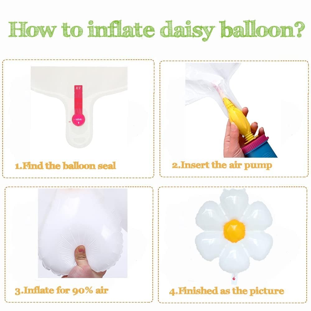 GIHOO Daisy Balloons 9 Pieces 3 Sizes White Daisy Flower Balloons for Daisy Theme Girls Birthday Party Wedding Baby Shower Decor (3 Sizes mixed)