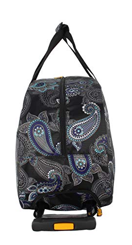 LUCAS Designer Carry On Luggage Collection - Lightweight Pattern 22 Inch Duffel Bag- Weekender Overnight Business Travel Suitcase with 2- Rolling Spinner Wheels (Paisley Peacock)