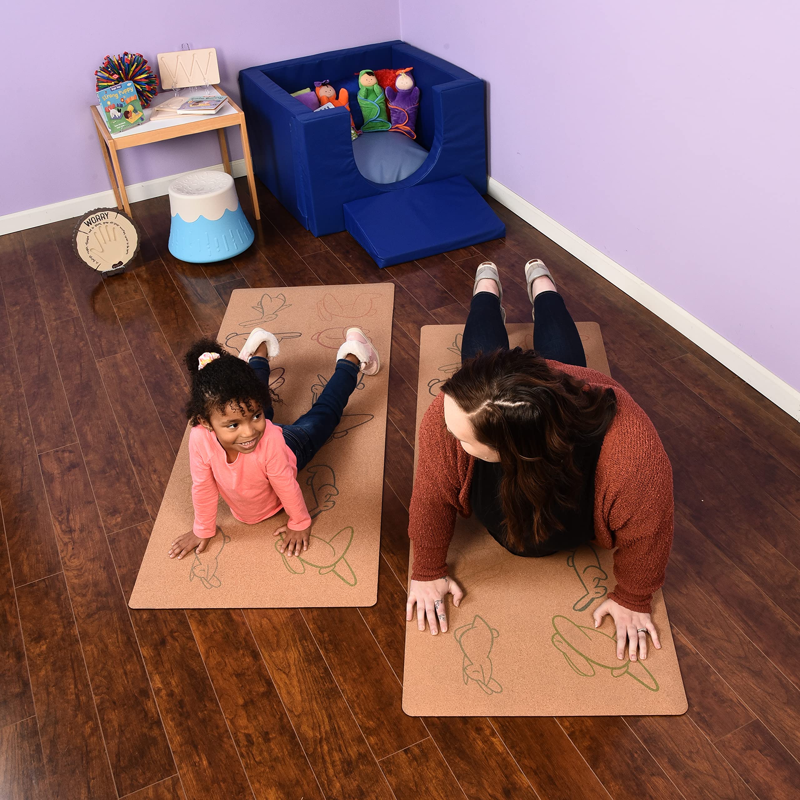 Constructive Playthings Bunny Cork Yoga Mat, Yoga Mat for Home and Classroom, Eco-Friendly Yoga Mat for Kids, Ages 3 Years & Older
