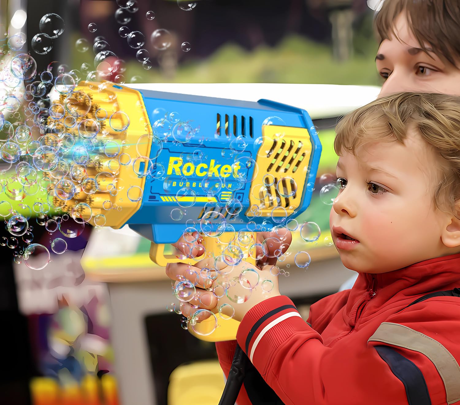 Bubble Machine Guns, Electic Bubble Blaster for Kids with Rich Bubble & Led Light & Leak-Proof Desgin, Portable Bubble Maker Outdoor Summer Toys for Girls & Boys