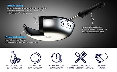 Cooks Standard Professional Aluminum Nonstick Restaurant Fry Pan 10-Inch, Durable Heavy Duty Skillet Pan, Woks,Metalic