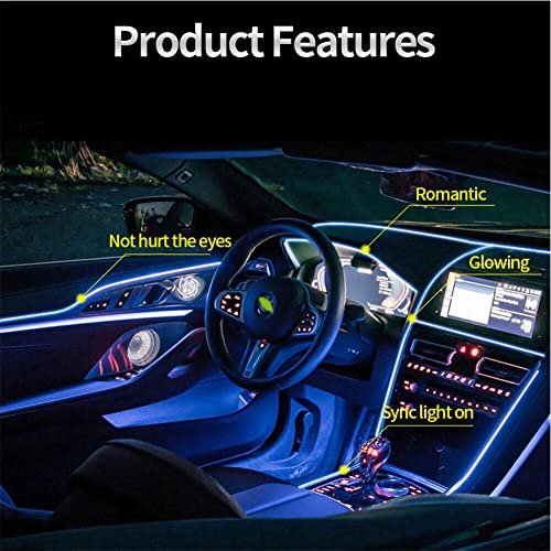 GZYF Interior Car LED Strip Lights, Multicolor Ambient Lighting Kits, 2M Neon Wire with 6mm Sewing Edge for Automotive Trucks SUVs ATVs RVs Trailers, Fluorescent Green