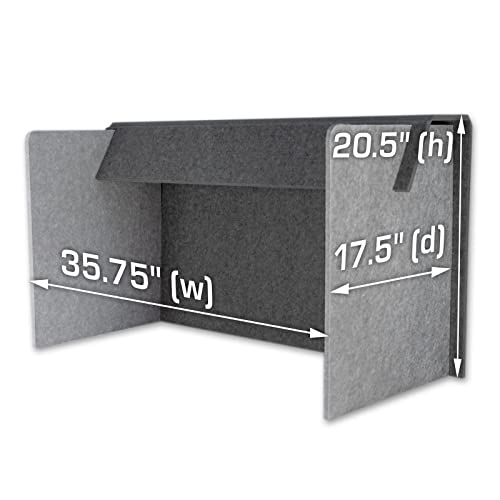 Sound Absorbing Desktop Partition - Privacy Screen - Tabletop Divider - 35.75″W x 20.5″H x 17.5″D (Charcoal / Slate Grey)