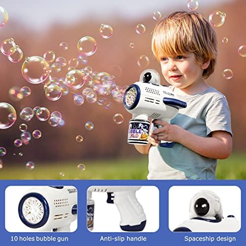 Bubble Machine Gun with Light Automatic Bubble Maker for Kids Toddle Ages Over 3 Years Birthday Gift with 1 Bubble Solution Bubble Blower for Party Space Bubble Machine Gun for Boys Girl Birthday Gift