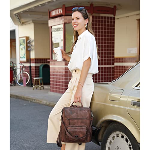 CLUCI Backpack Purse for Women Fashion Large Size Leather Backpacks Convertible Anti-theft Bag