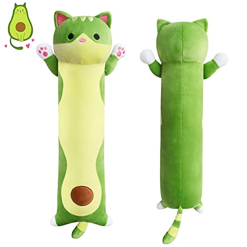 JEROKUMI Long Cat Plush Boby Pillow, 24inch Cute Long Cat Avocado Plush Pillow Long Avocado Cat Plush Toy, Cat Boby Hugging Pillow Gifts for Kids, Boys and Girls